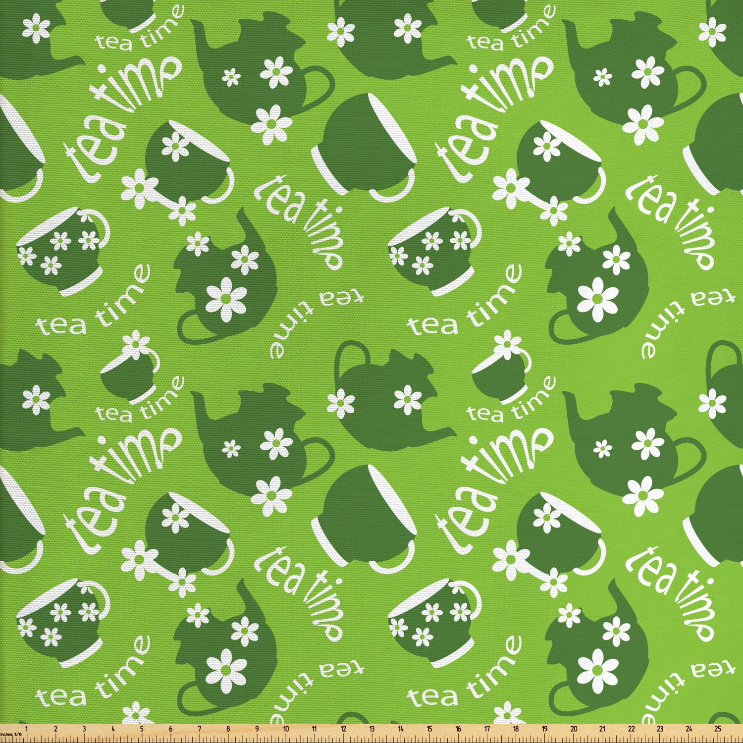 Ambesonne Tea Party Fabric by the Yard Upholstery, Tea Time Daisy ...