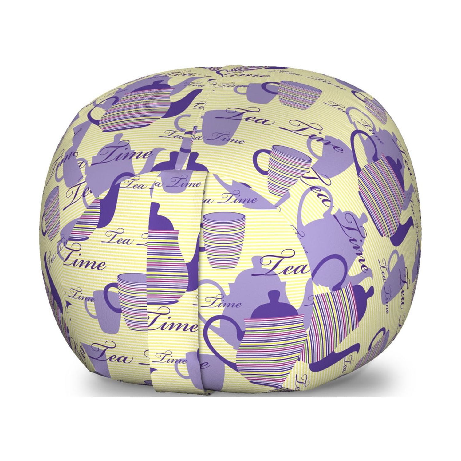 Tea Party Storage Toy Bag Chair, Striped Teapots Cups Silhouettes ...