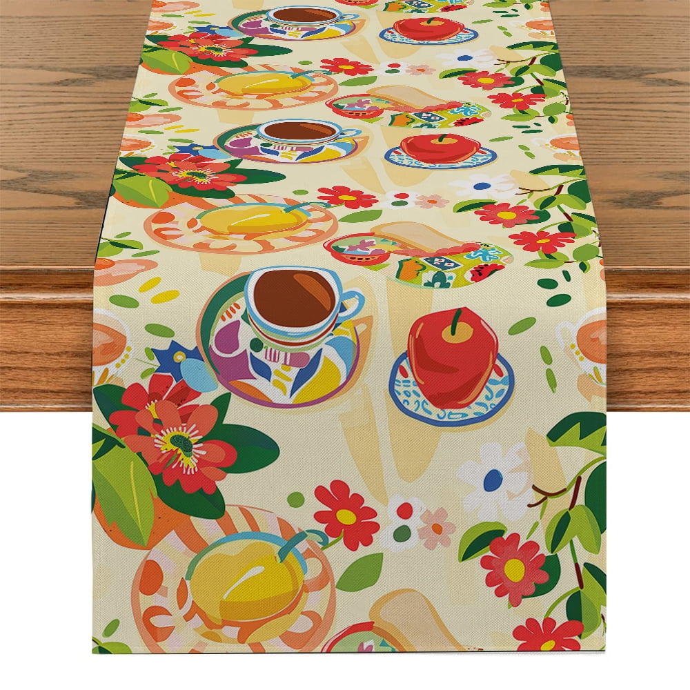 Tea Party Sunflower Flower Snack Table Runners Dresser Table r ...