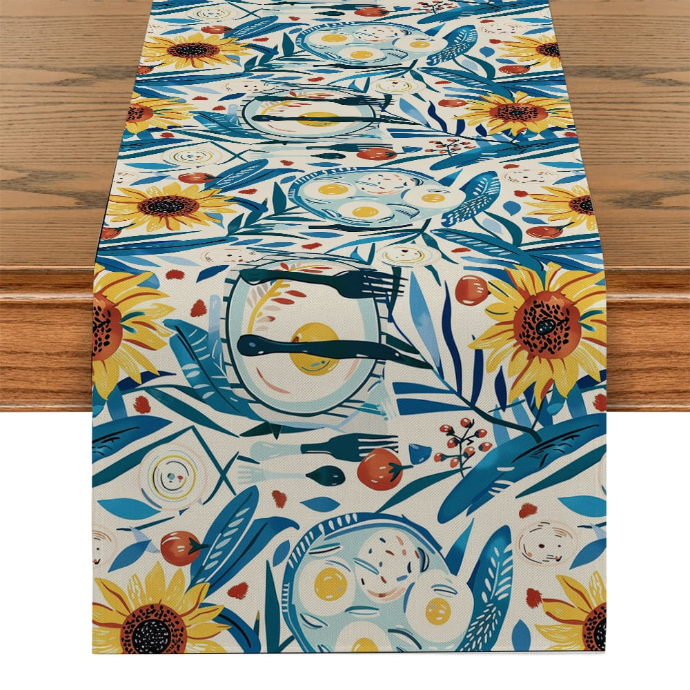 Tea Party Sunflower Flower Snack Table Runners Dresser Table r ...
