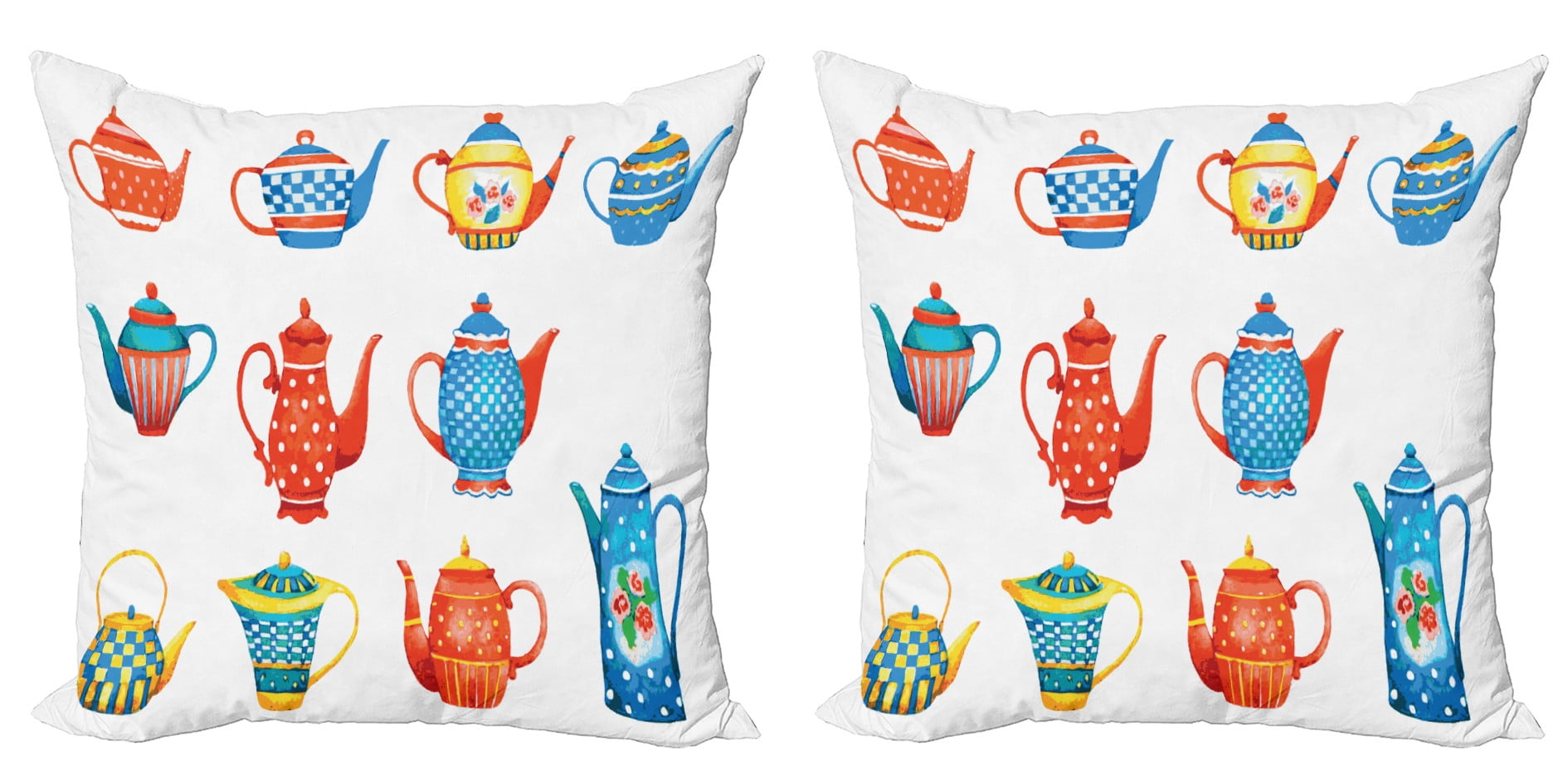 Ambesonne Tea Party Throw Pillow Cover 2 Pack, Teapots Design, 18 ...