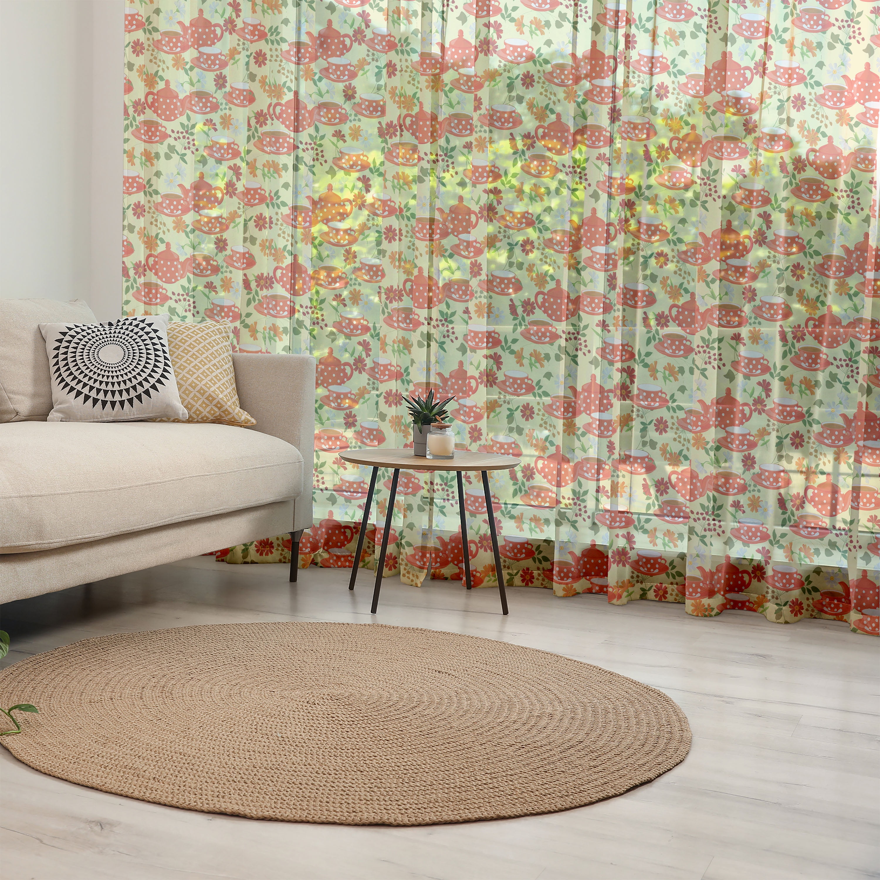 Tea Party Tulle Curtains with Rod Pocket, Traditional Polka Dots with ...