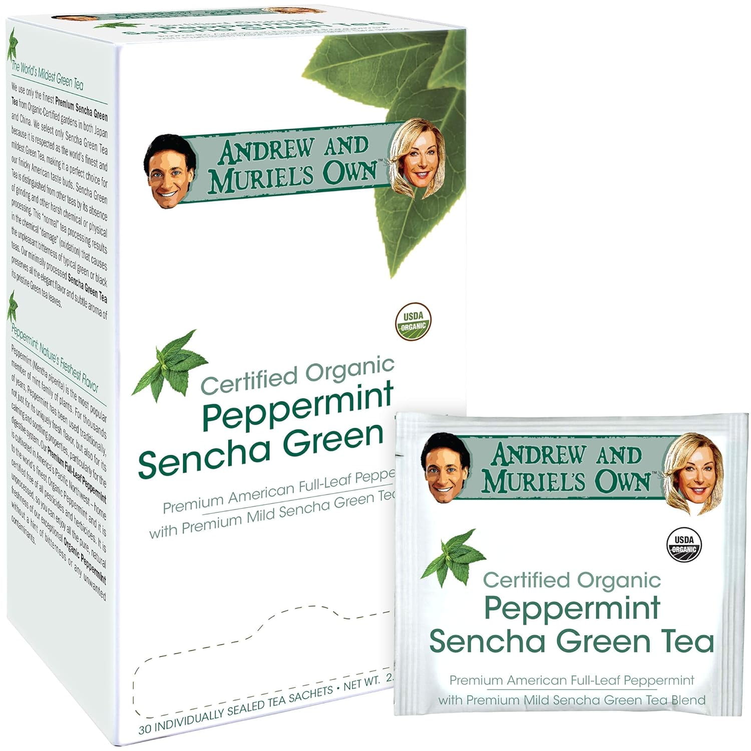 Tea - Peppermint Green Tea 90 Sachets - Blend of Certified Organic ...