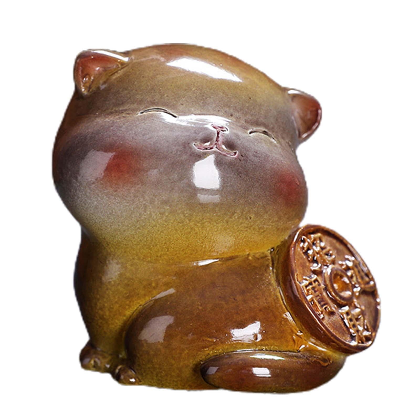 Tea Pet Cat Small Animal Statue Cute Kitten Collectible Lucky Cat ...