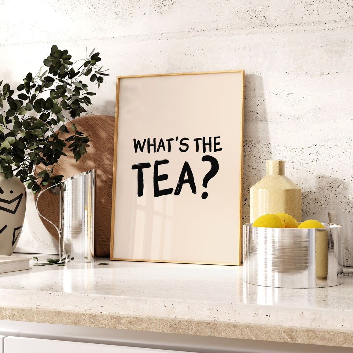 What's The Tea Poster, Dining Room Poster Wall Art, Tea Quote Poster ...