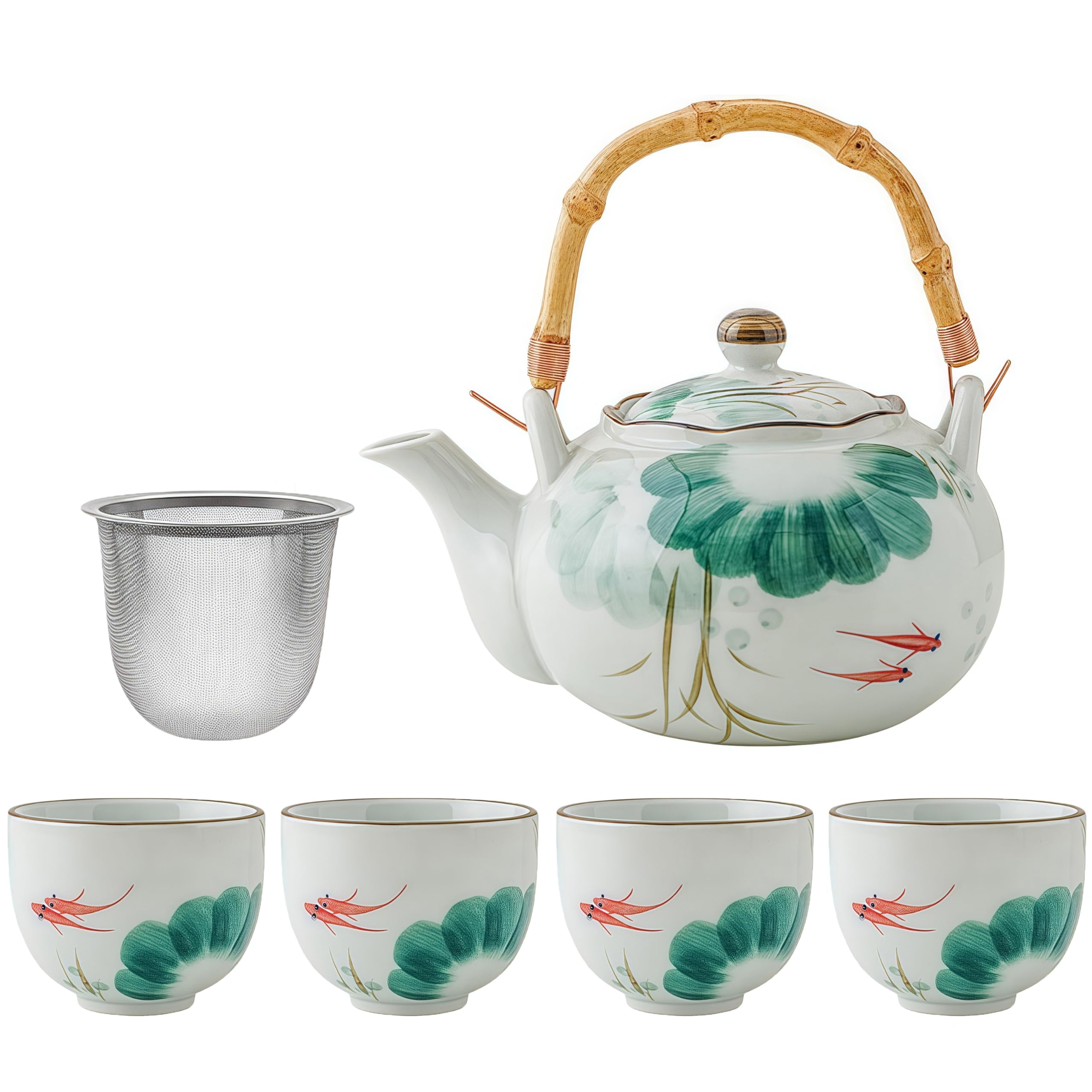 Tea Pot Japanese Tea Kettle and Cups Set with Removable Loose Tea Leaf ...