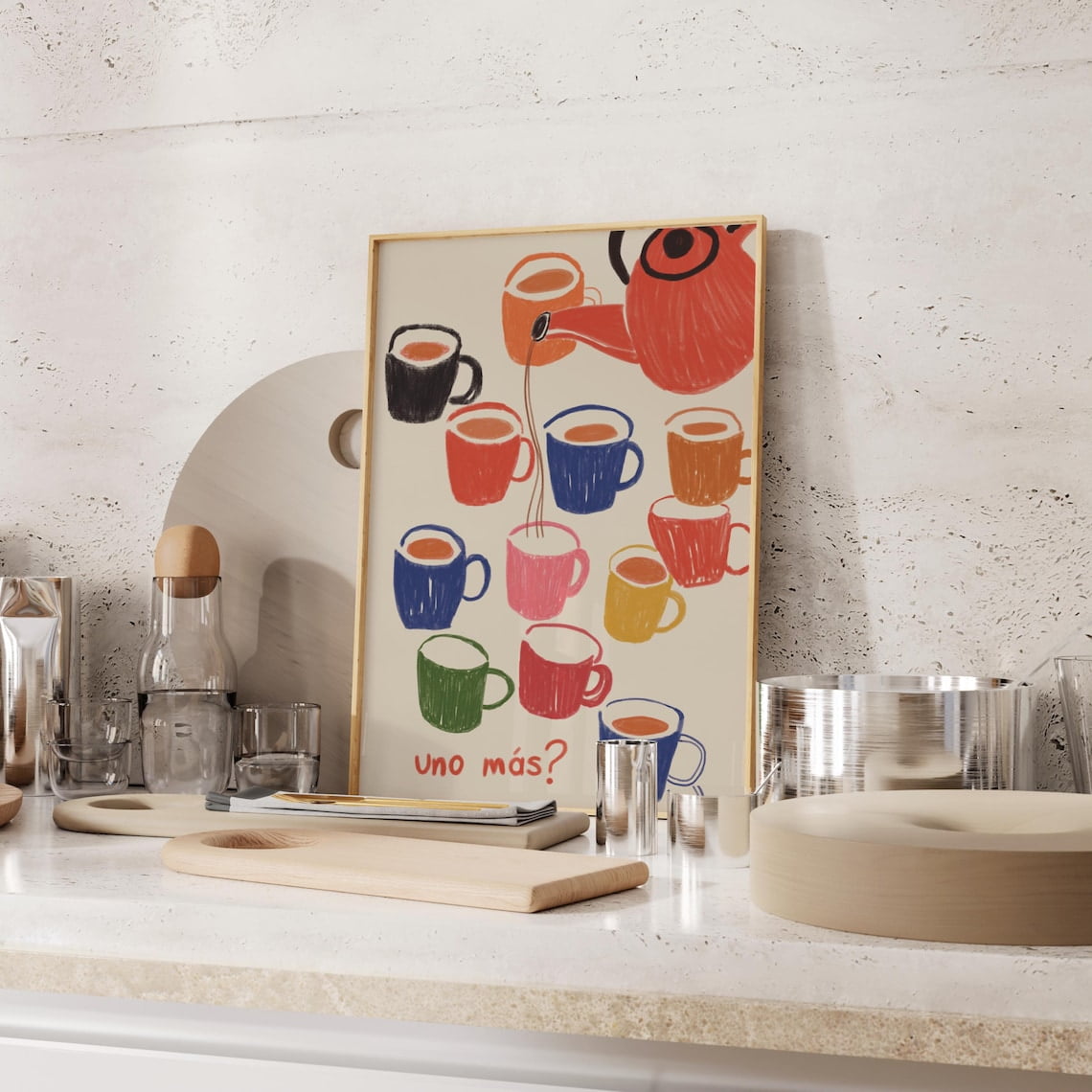 Tea Print, Cuppa Tea Print, Mid Century Modern Kitchen UNFRAMED Poster ...