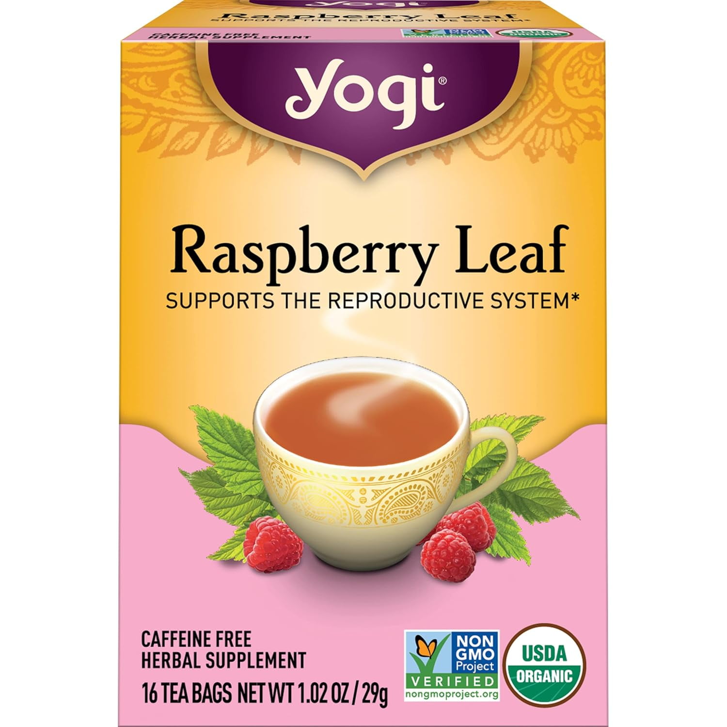 Tea Raspberry Leaf Tea - 16 Tea Bags per Pack (6 Packs) - Supports ...