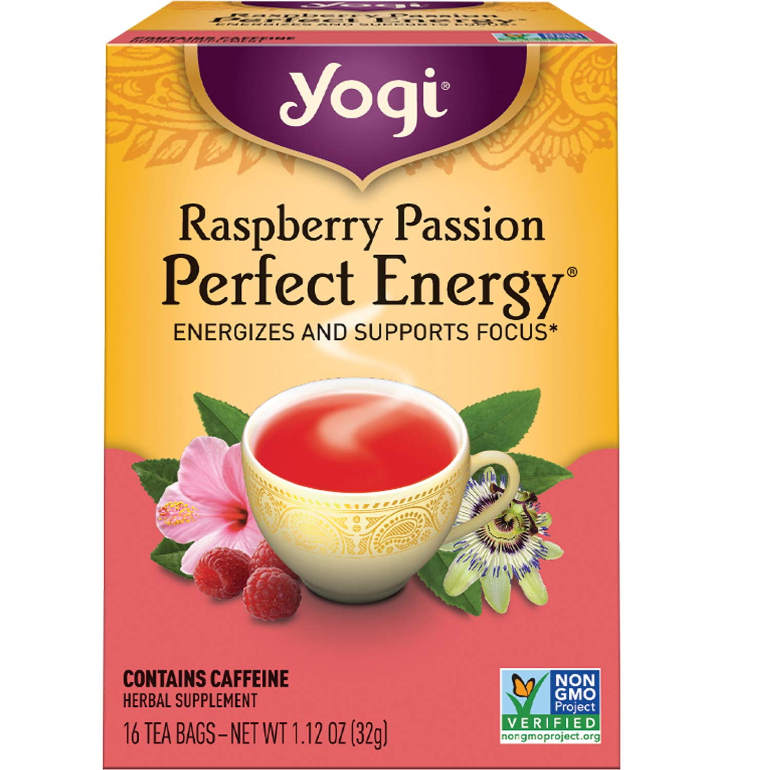 Tea Raspberry Passion Perfect Energy Tea - 16 Tea Bags per Pack 6 Packs ...