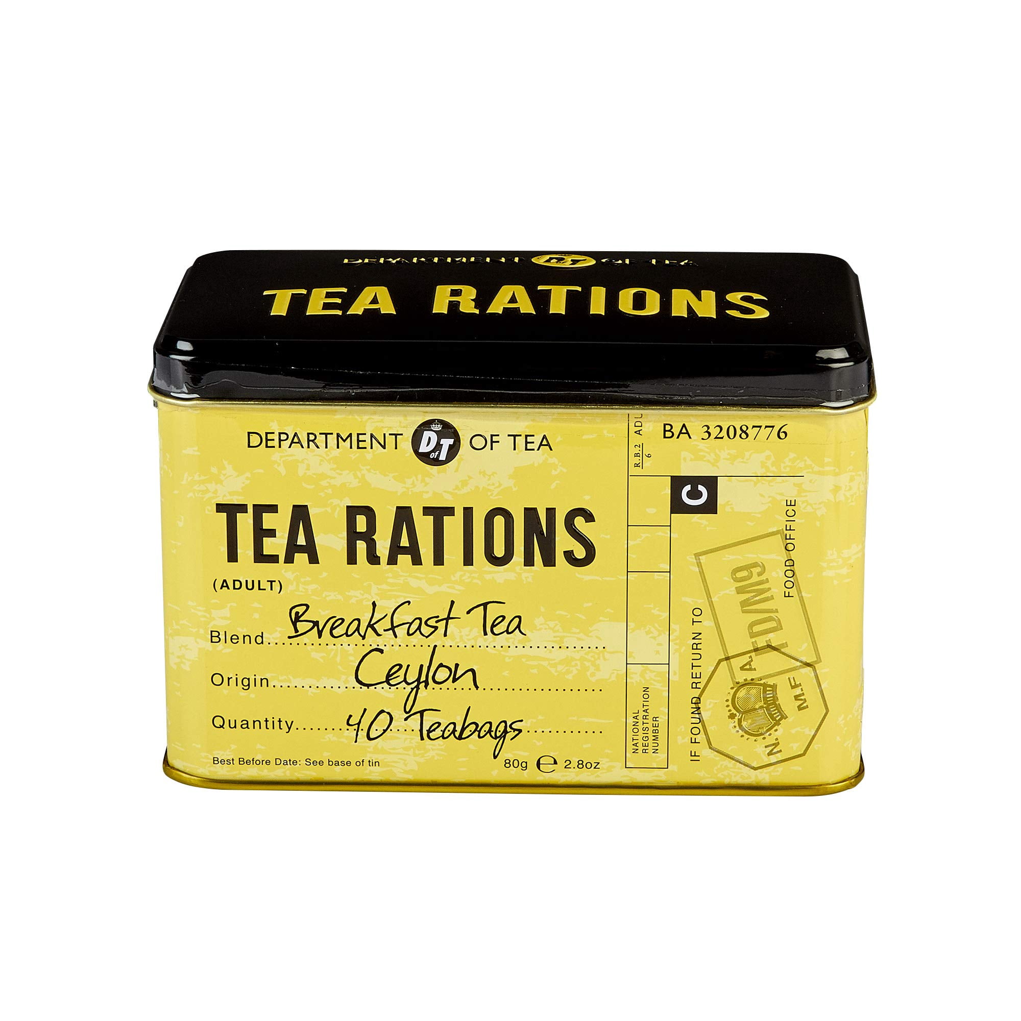Tea Rations Tea Tin With 40 English Breakfast Teabags, World War 2 ...