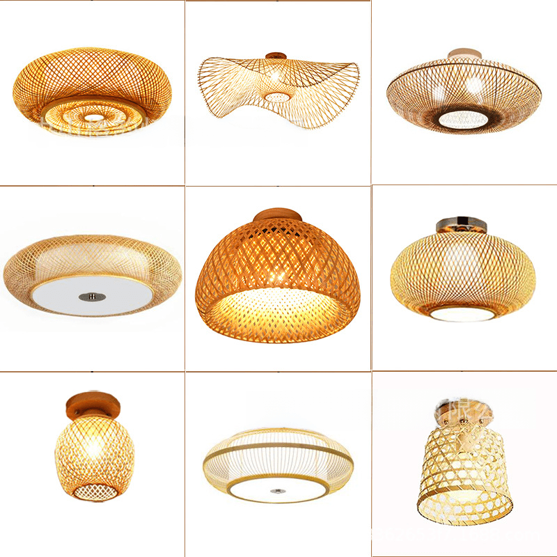 Tea Room Bamboo Woven Bamboo Art LED Retro Top Absorbed Lamps Famous ...