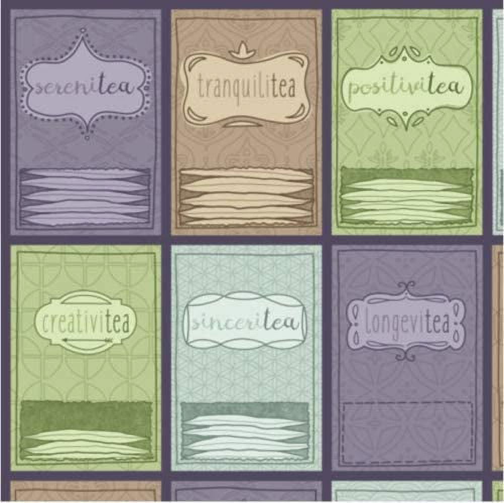 Tea-Rrific Tea Packets Set Purple Serenitea Cotton Fabric by The Yard ...