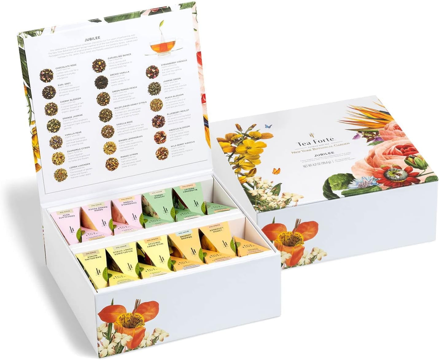 Tea Sampler, Jubilee Tea Chest, Tea Gift Set With 40 Pyramid Tea ...