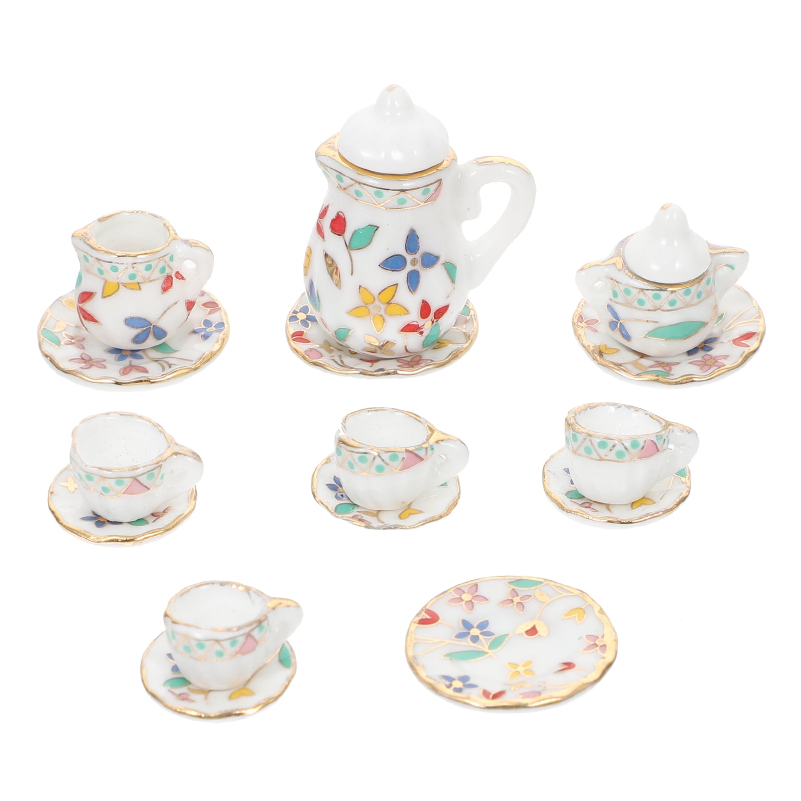 Tea Set Miniature Dollhouse Mini Cup Sets Tiny Cups Miniture Porcelain ...