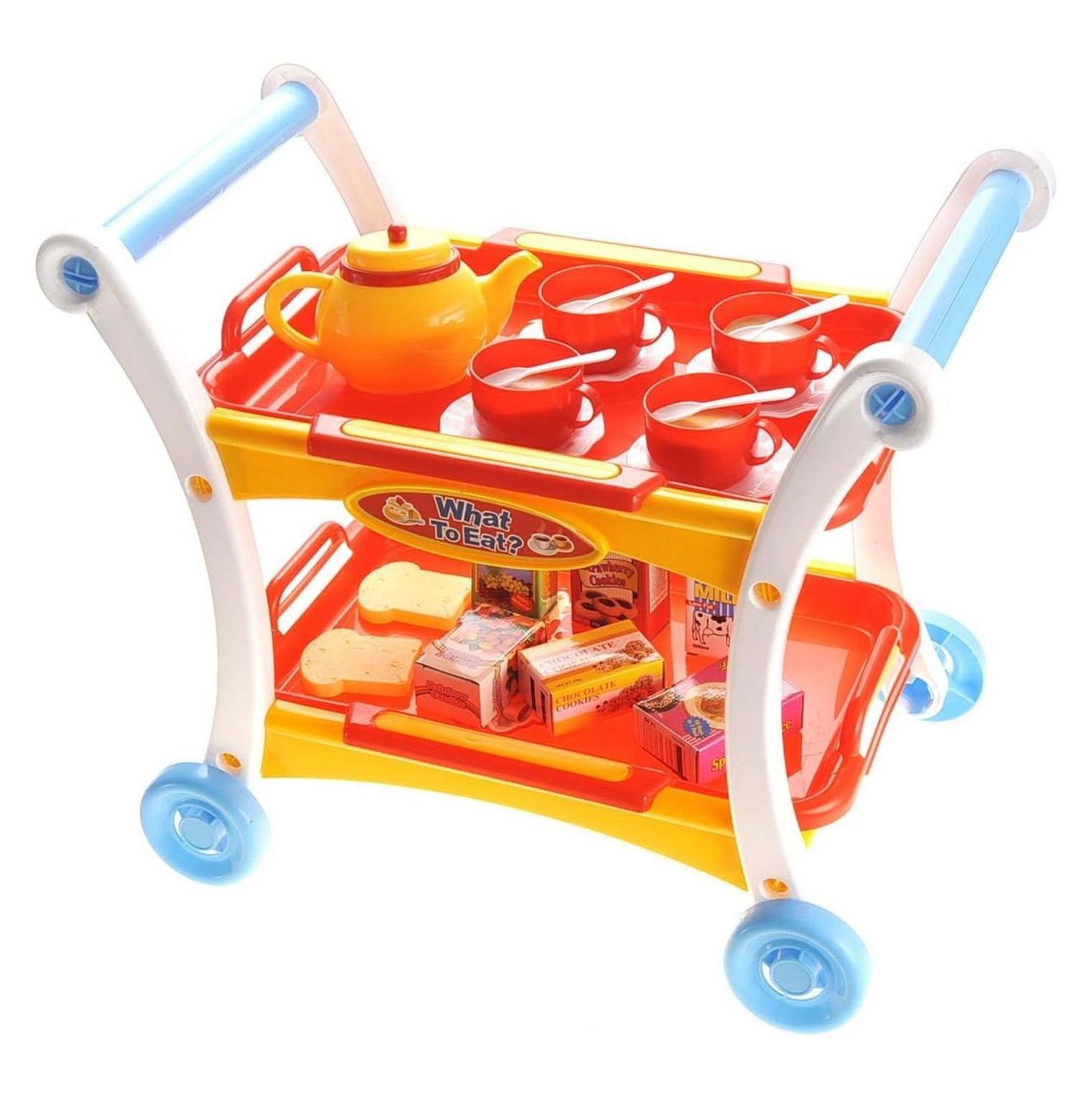 Tea Set Toy for Little Girls, Tea Trolley Cart w/ Tea Pots Cups ...