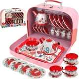 Tea Set for Little Girls, Pretend Play Tea Party Set, Floral Design ...