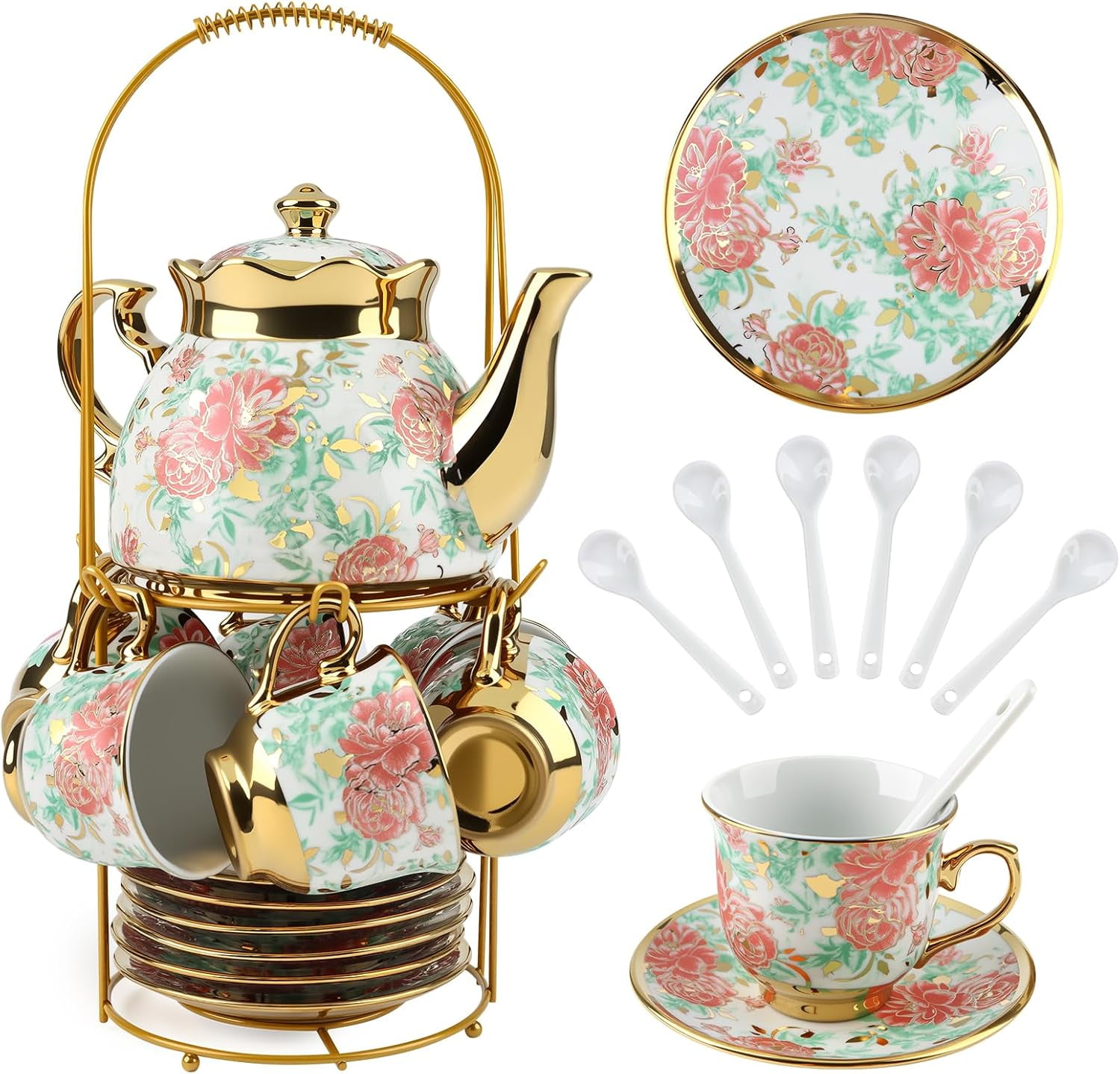 Tea Set with Holder, European Tea Set for Adults, Adult Tea Set Gift ...