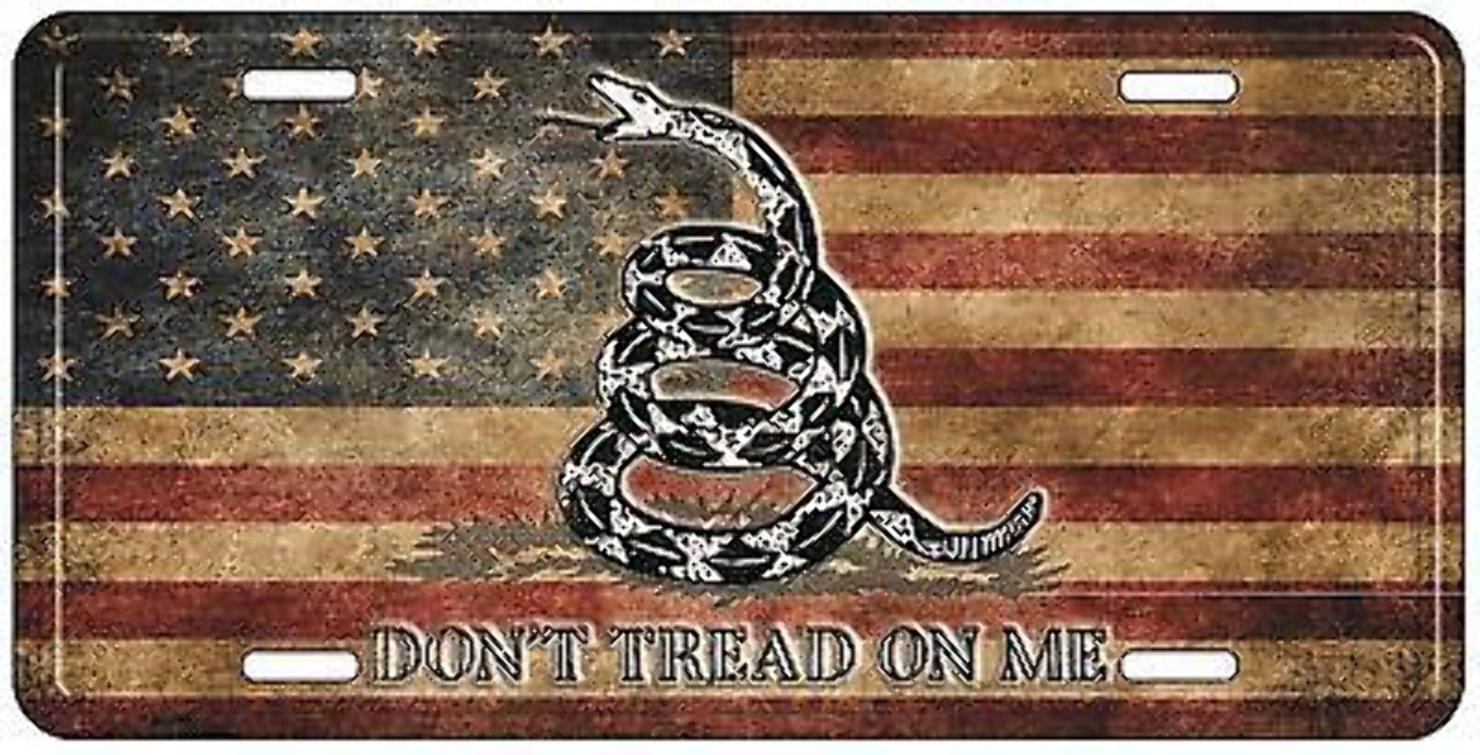 Tea Stained Distressed USA Gadsden Don't Tread On Me 6"x12" License ...