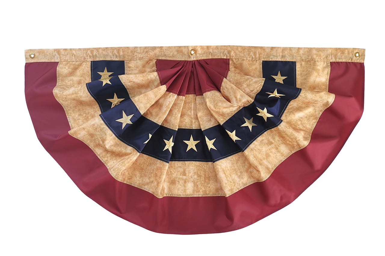 Briarwood Lane Tea Stained Patriotic Bunting USA, 72" x 36" Pleated ...