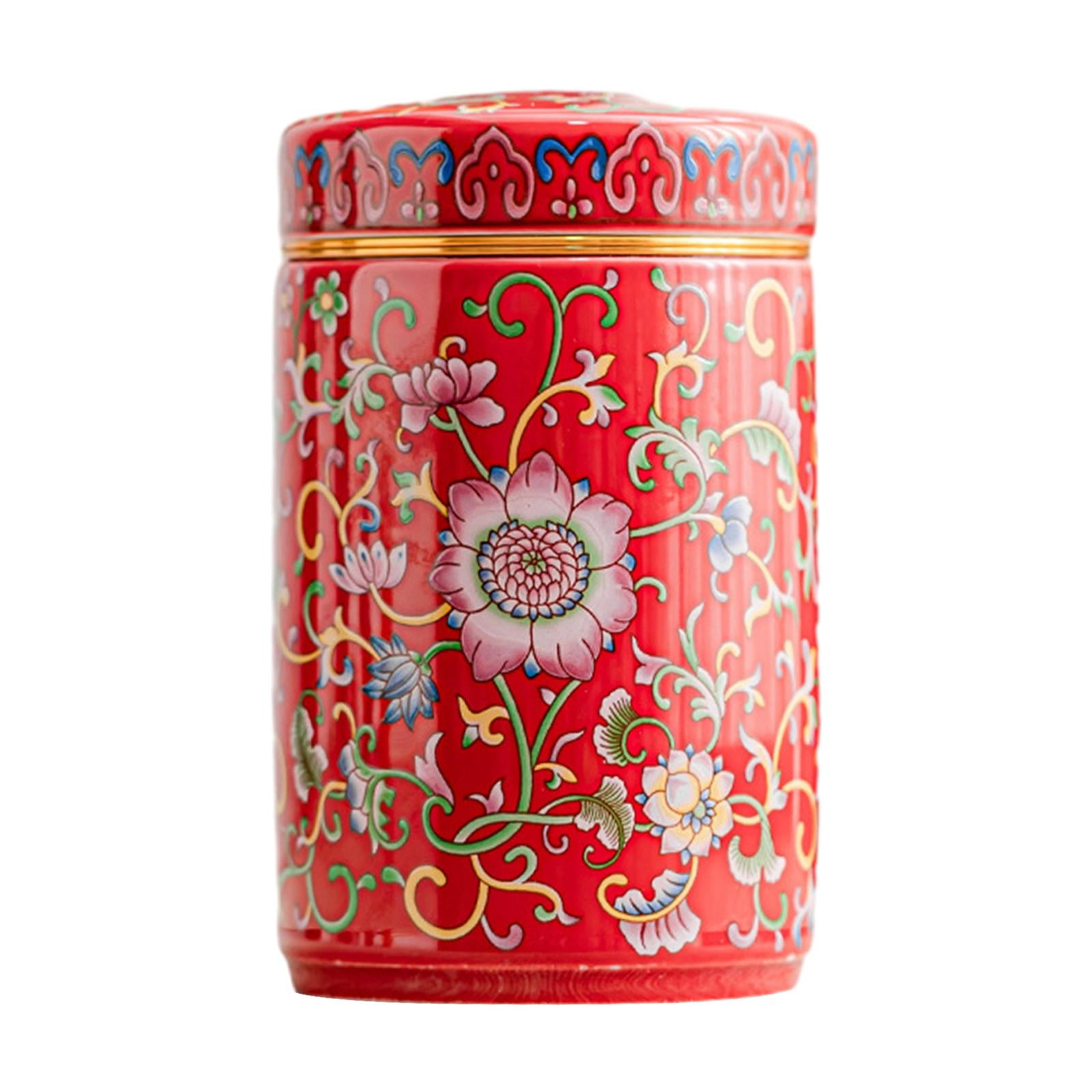 Tea Storage Jar with Lid Porcelain Temple Ginger Jar Tea Canister ...