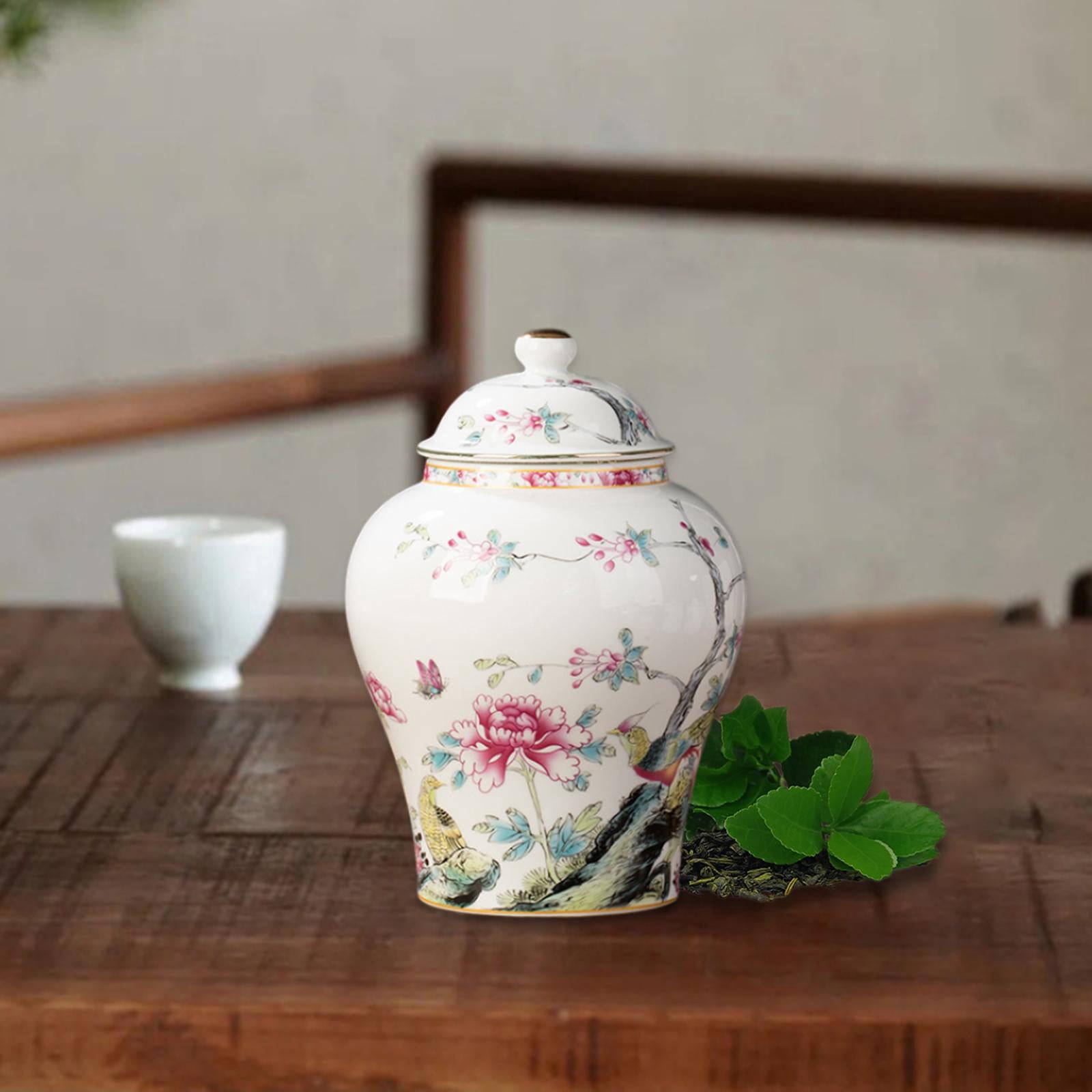 Tea Storage Porcelain Tea Canister Ginger Jar Chinese Style Smooth ...