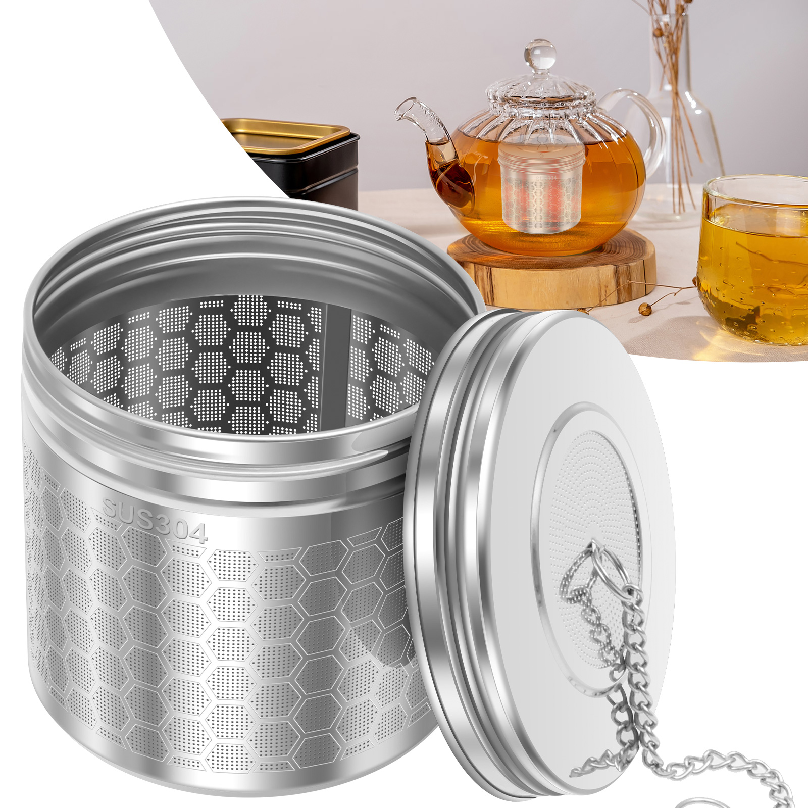 Tea Strainer Extra Fine Mesh Stainless Steel Infuser with Extended ...