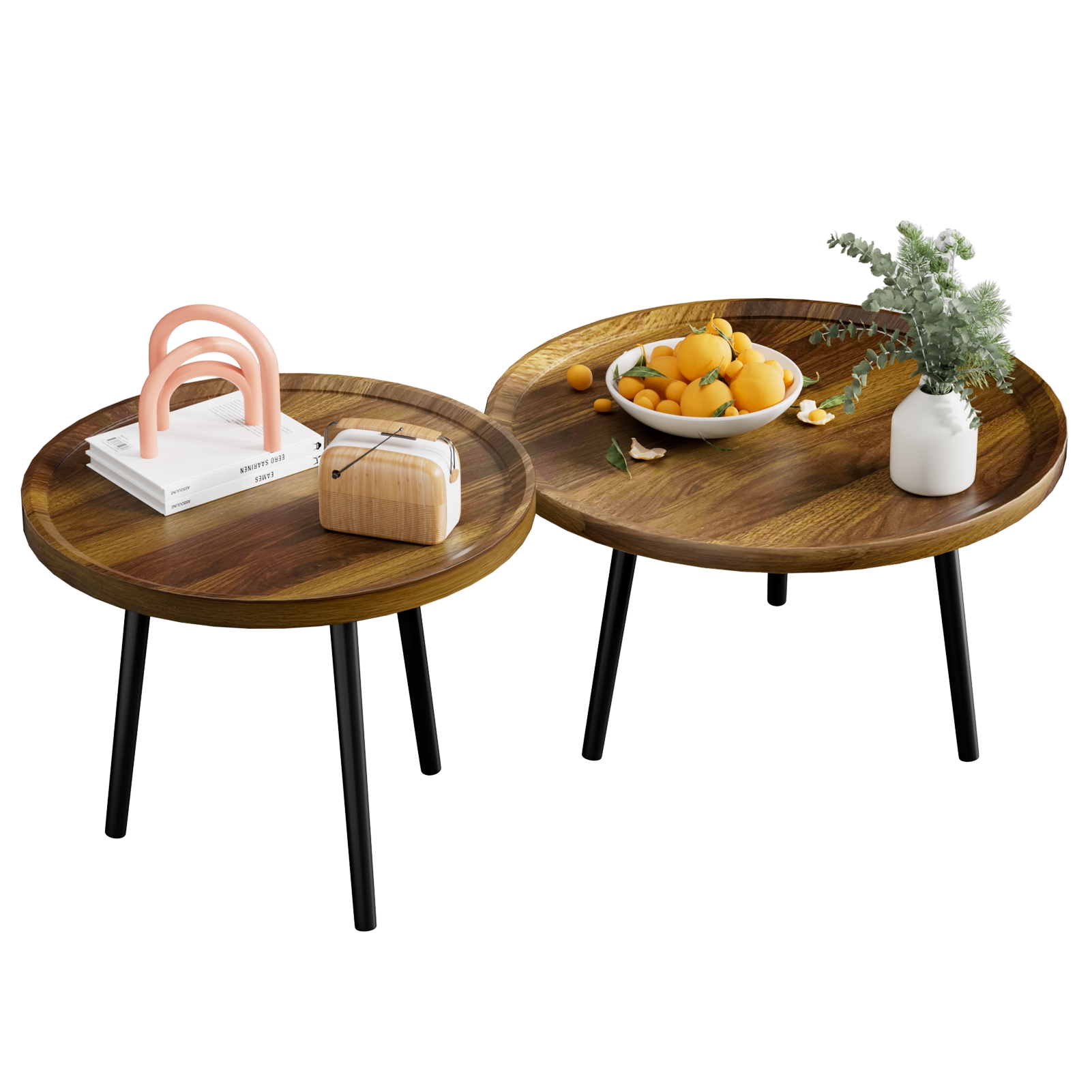 Tea Table Combo, 2count Coffee Table, Round Side Table Set in 2 Sizes ...