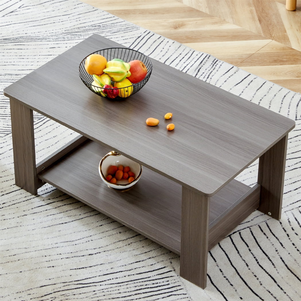 Tea Table, Double Layered Rectangular Coffee Table, Modern Minimalist ...