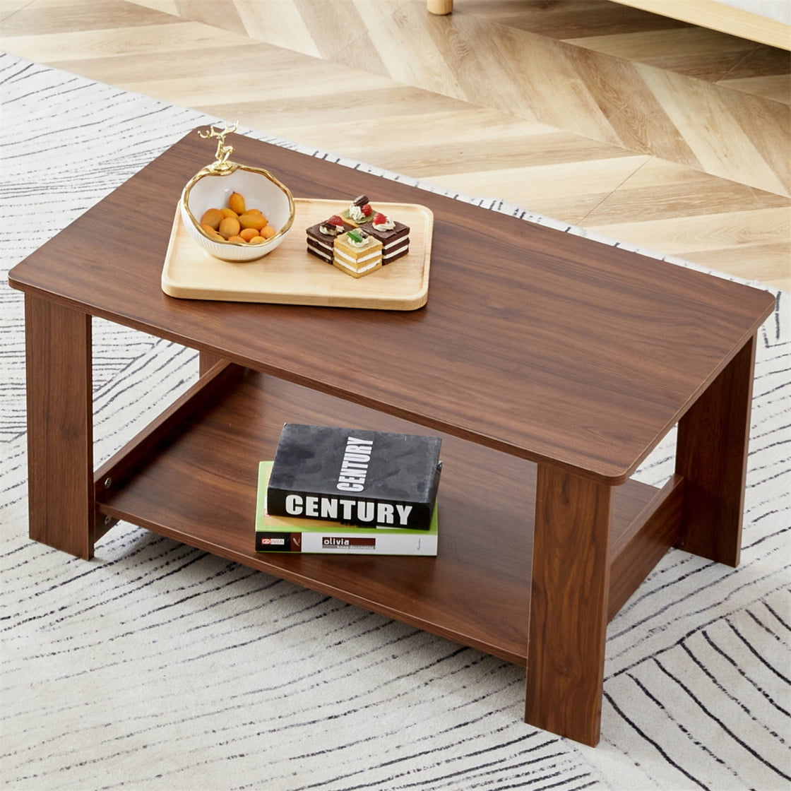 Tea Table, Double Layered Rectangular Coffee Table, Modern Minimalist ...