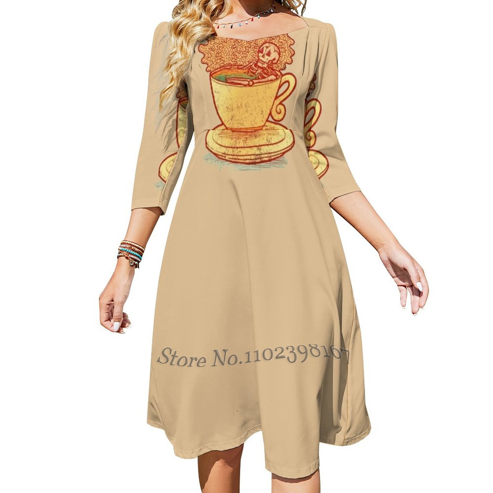 Tea Team Square Neck Dress Sweet Summer Dress Women Elegant Halter ...