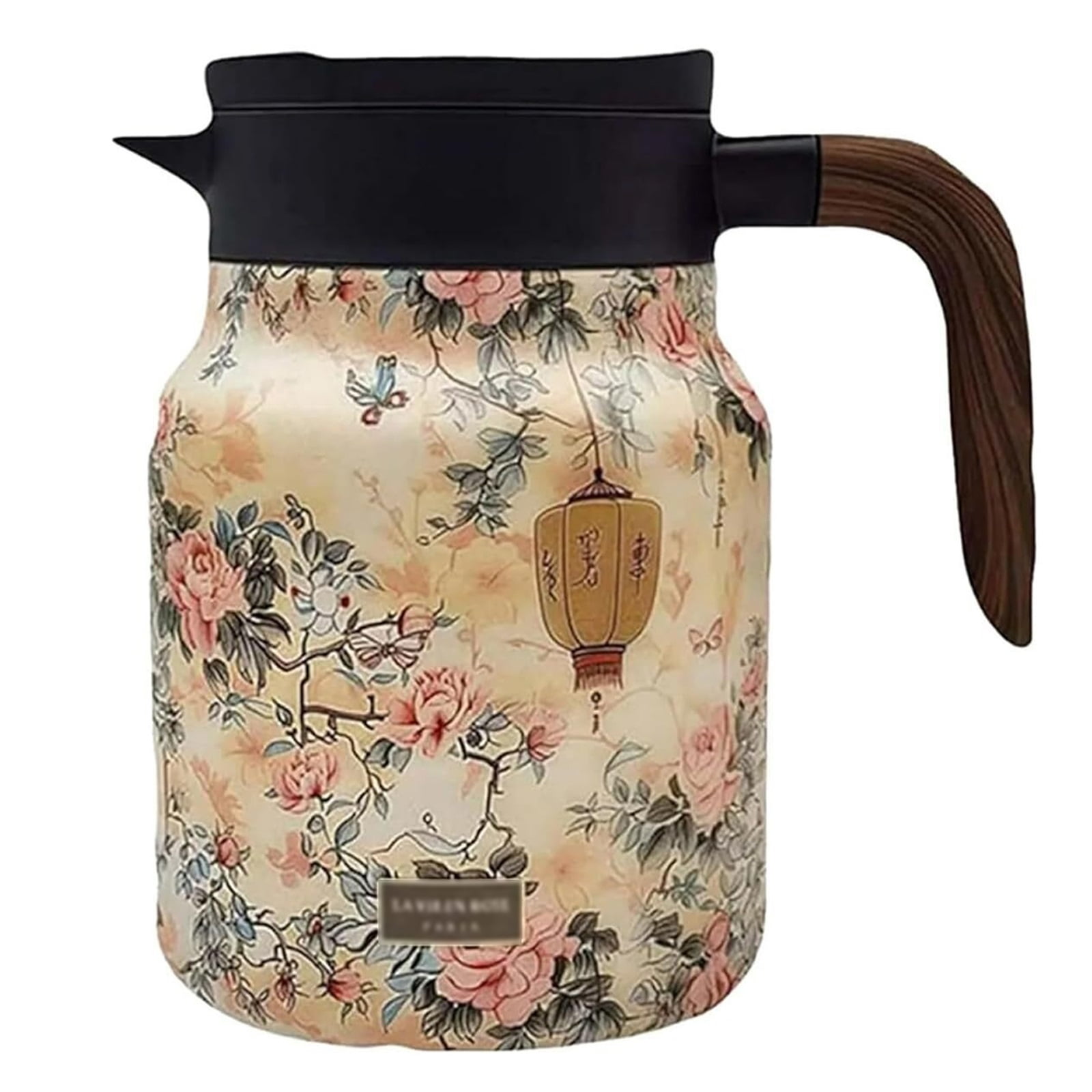 Tea Thermos, 1000ML Vintage Floral Pattern Stainless Steel Insulated ...