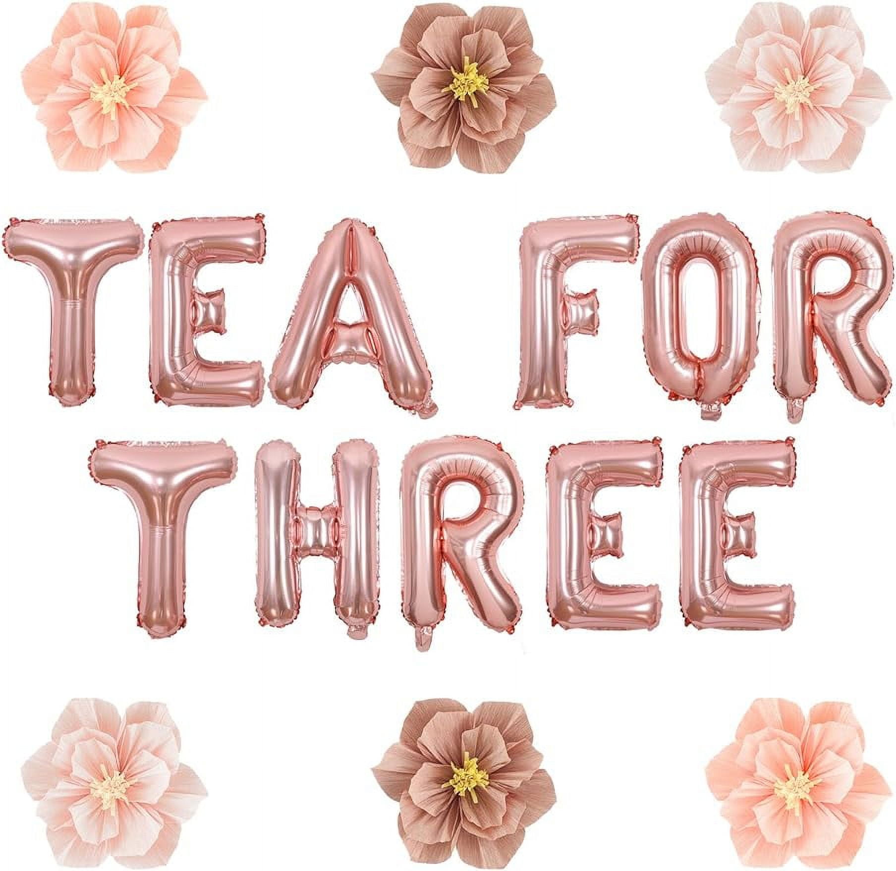 Tea for Three Party Decorations Tea for Three Balloon Banner Pink ...