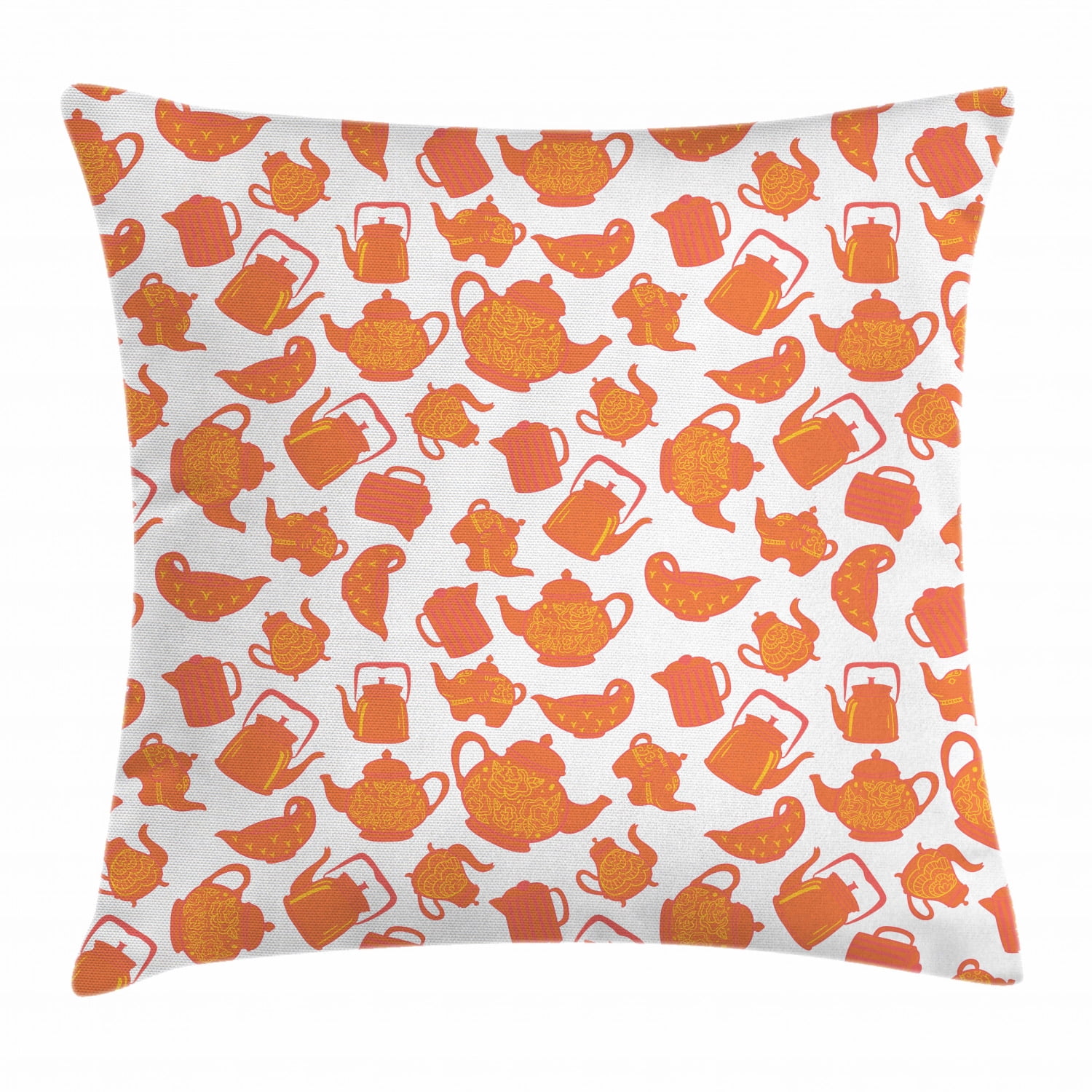 Tea Throw Pillow Cushion Cover, Old Fashioned Classic Ornament Teapots ...