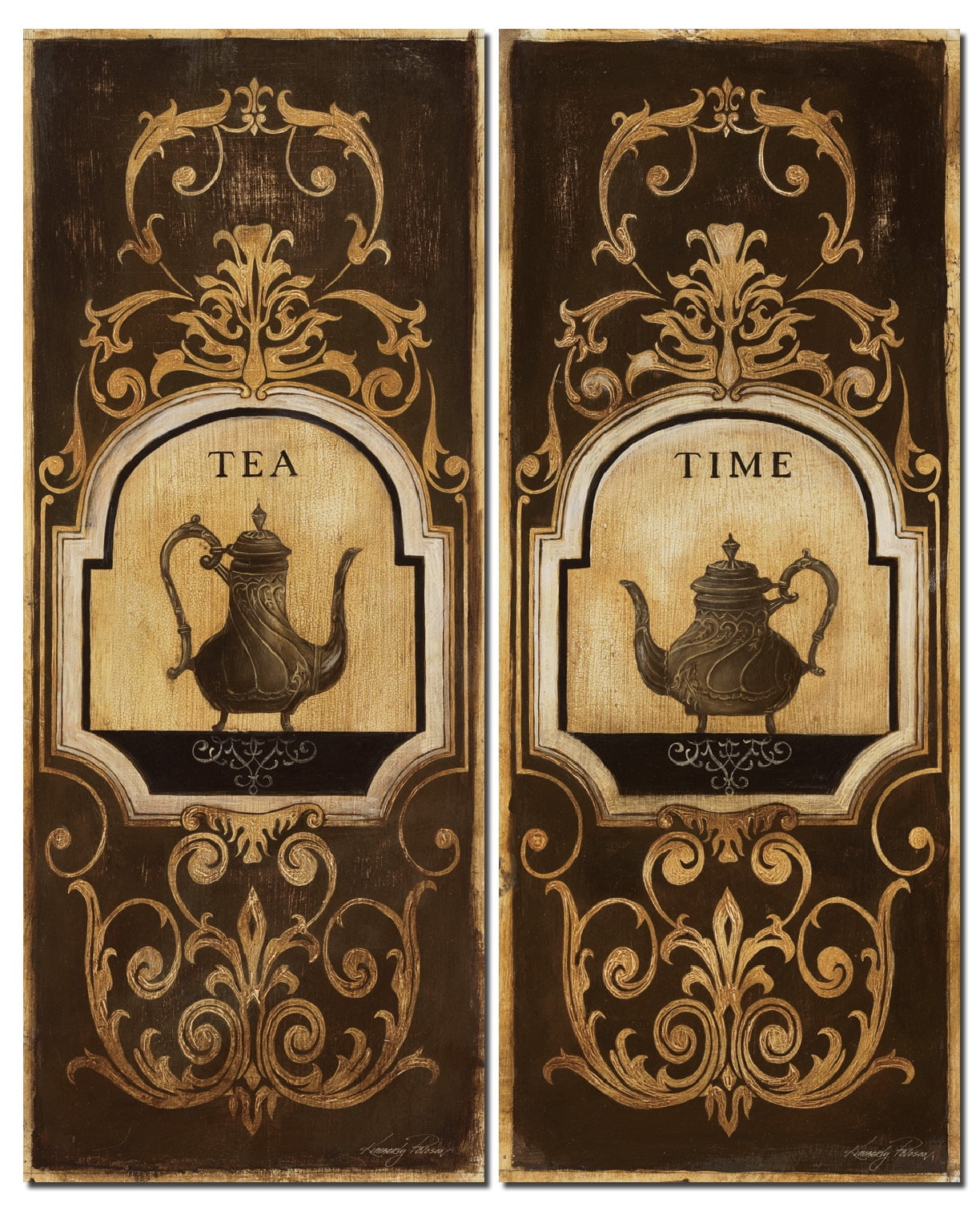 Tea Time I Lovely, Retro Teapot Panels; Two 8X20 Poster Prints ...