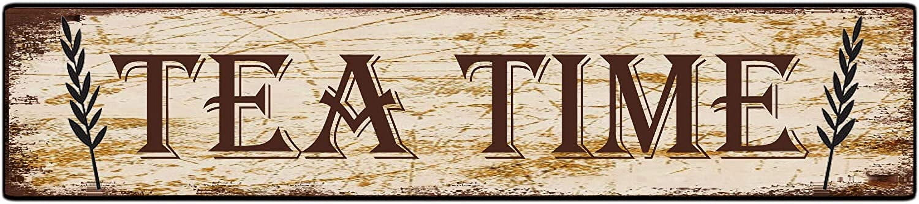 Tea Time Sign Metal Plaque Rustic Tin Sign Retro Wall Decor Metal Tin ...