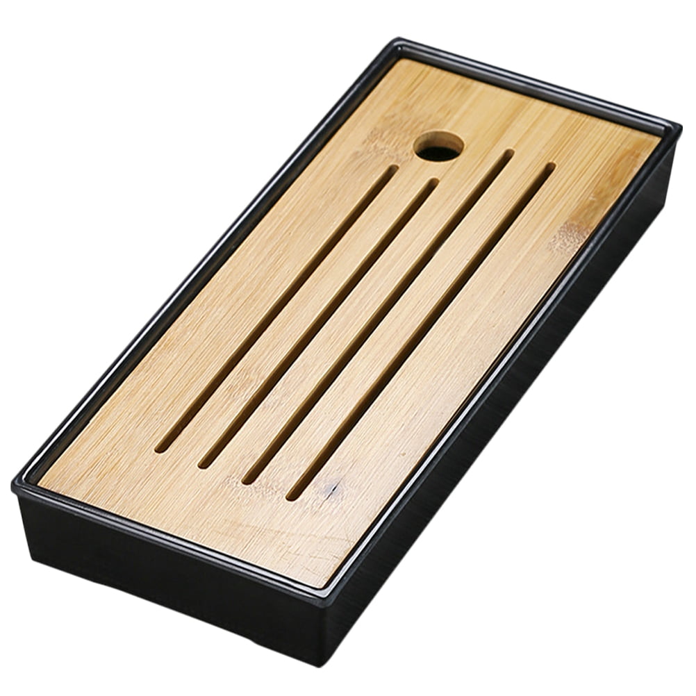 Tea Tray Wood Teapot Storage Drain Coffee Table Dessert Serving Kitchen ...