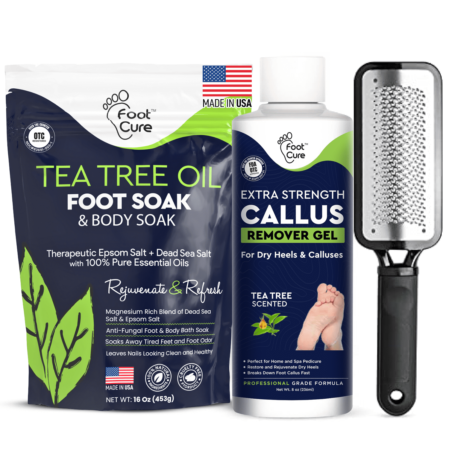 Foot Cure Tea Tree Foot Soak & Callus Remover Gel Kit - Remove Calluses ...