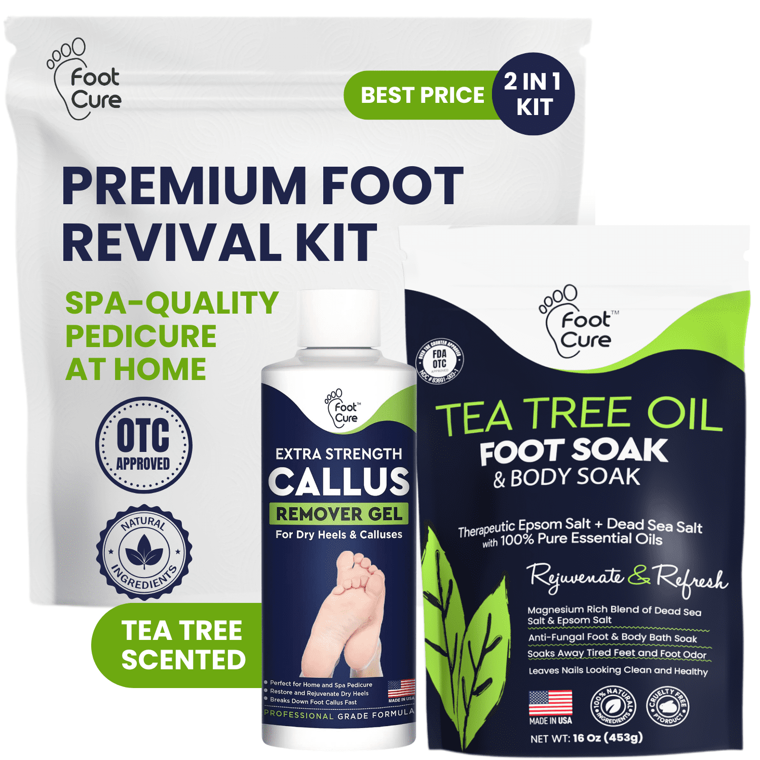 Tea Tree Foot Soak & Callus Remover Gel Kit - Extra Strength Callus ...