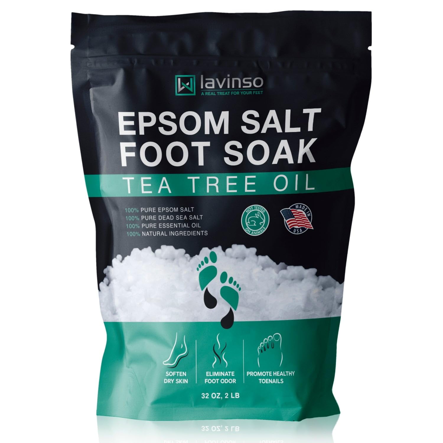 Tea Tree Oil Foot Soak with Epsom Salt - Made in USA - for Toenail ...