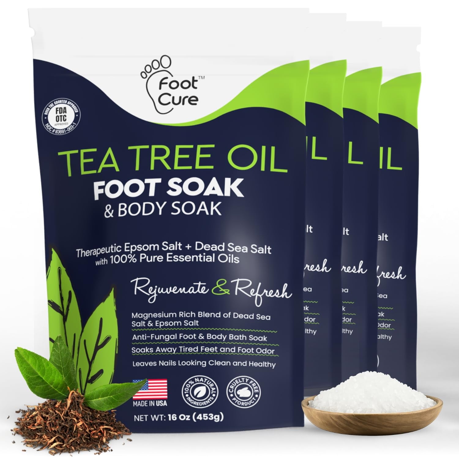 Tea Tree Oil Foot Soak with Epsom Salts- for Foot Pain, Soreness ...