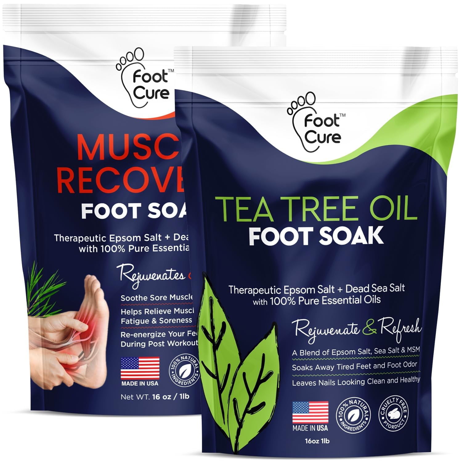 Tea Tree Oil & Muscle Foot Soak with Epsom Salts - All-Natural Salts ...
