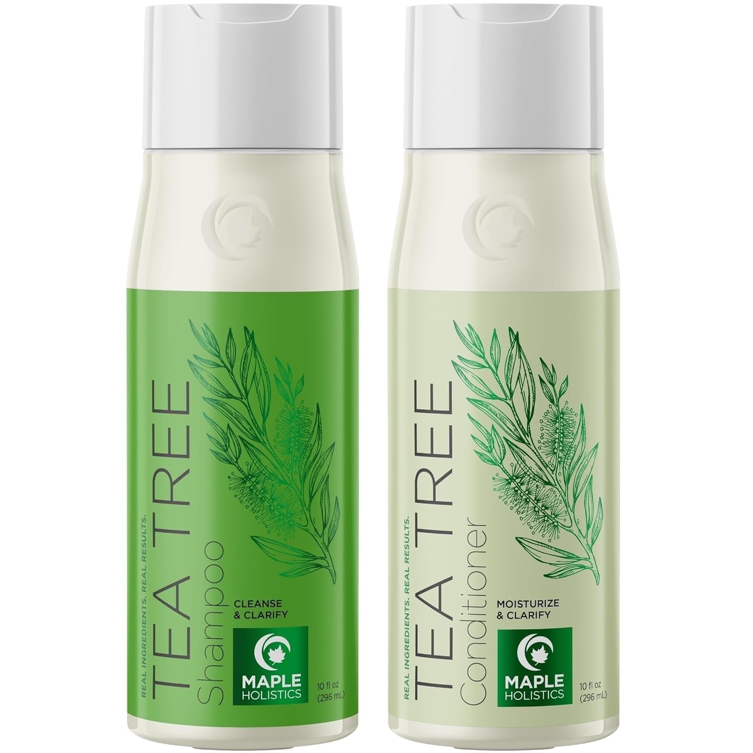 Maple Holistics 10oz Tea Tree Oil Shampoo & Conditioner Set - Sulfate ...