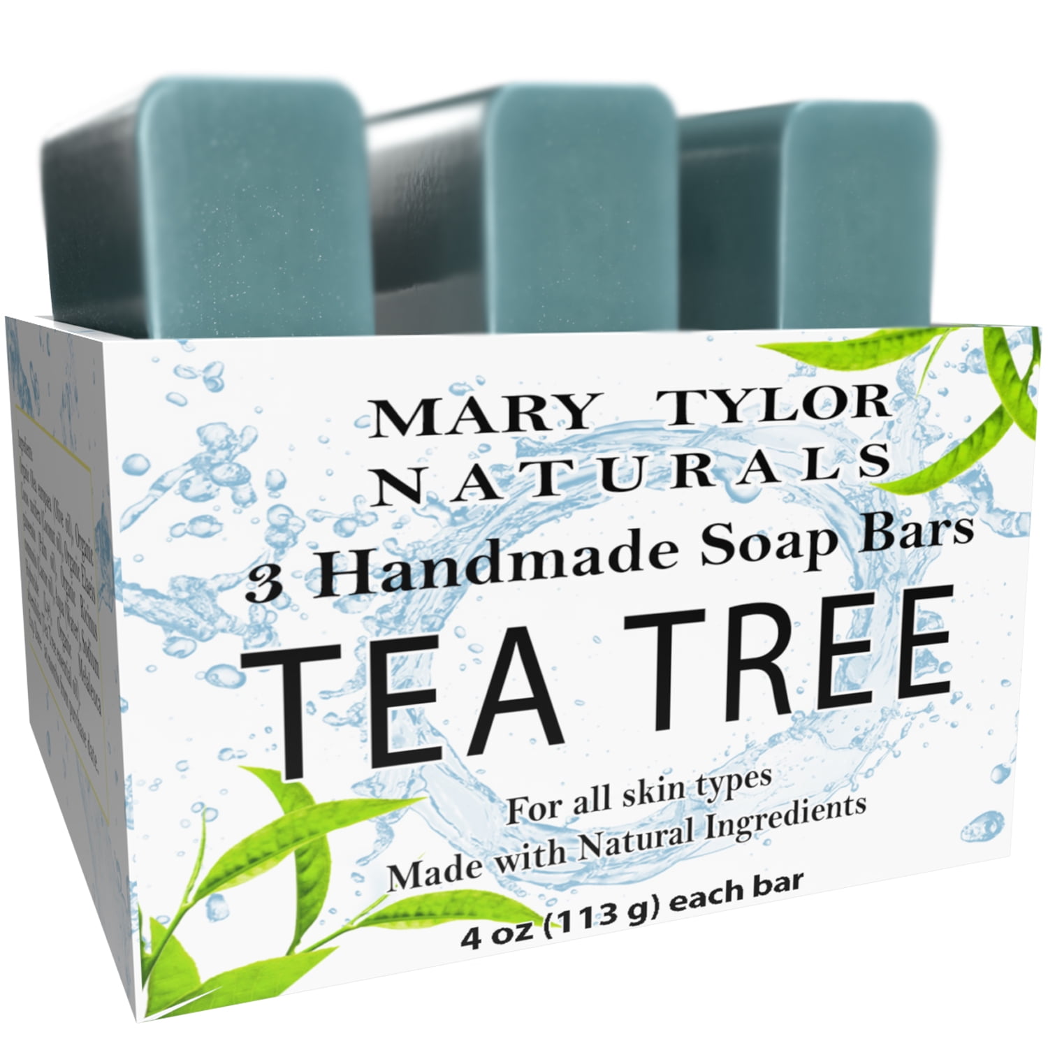 Tea Tree Soap Bar Gift Set (3 Pack), 4 oz each, Handmade for Men ...