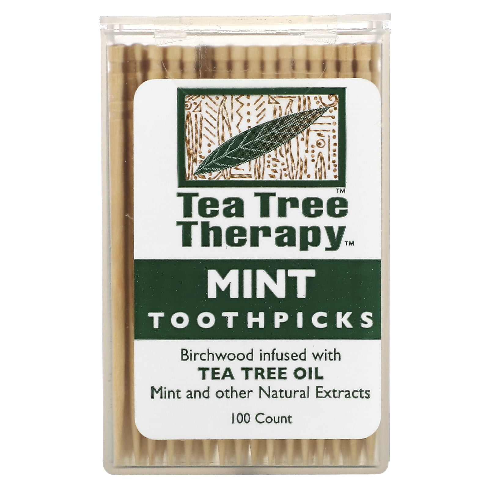 Tea Tree Therapy Antiseptic Mint Toothpicks, Freshens Breath, 100 Ct ...