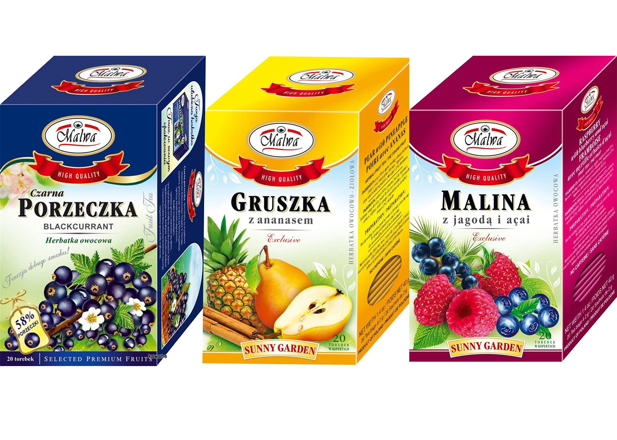 Tea Variety 3 Pack: Blackcurrant, Pear With Pineapple, Raspberry With ...