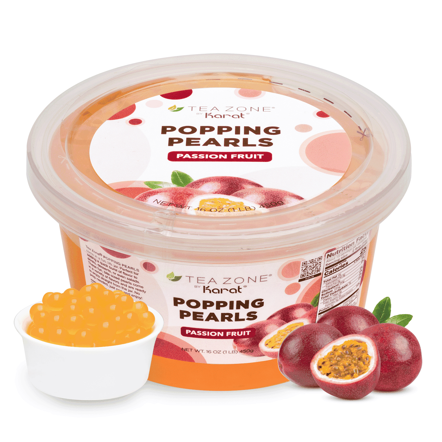 Tea Zone Passion Fruit Popping Pearls, Tangy Tropical Flavor, 1 lb Jar ...