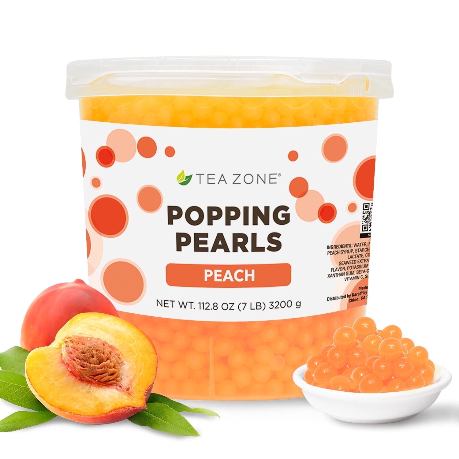 Tea Zone Peach Popping Pearls for Boba Milk Tea, Beverages, Desserts, 7 ...