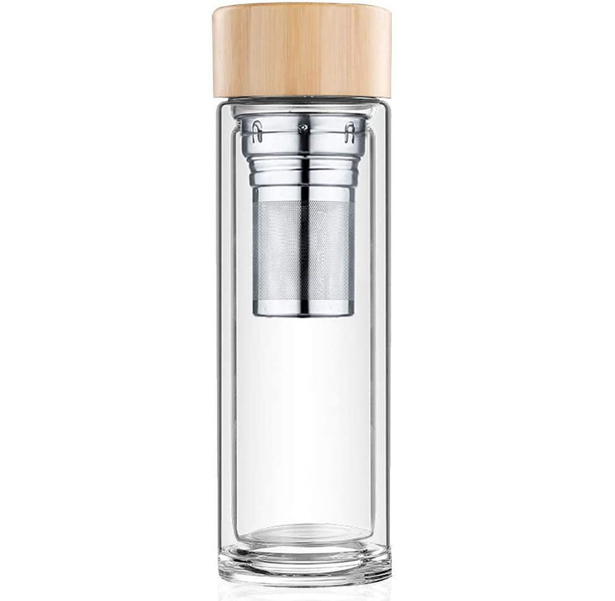 DSHTea bottle with strainer 450 ml, double-walled tea maker glass ...