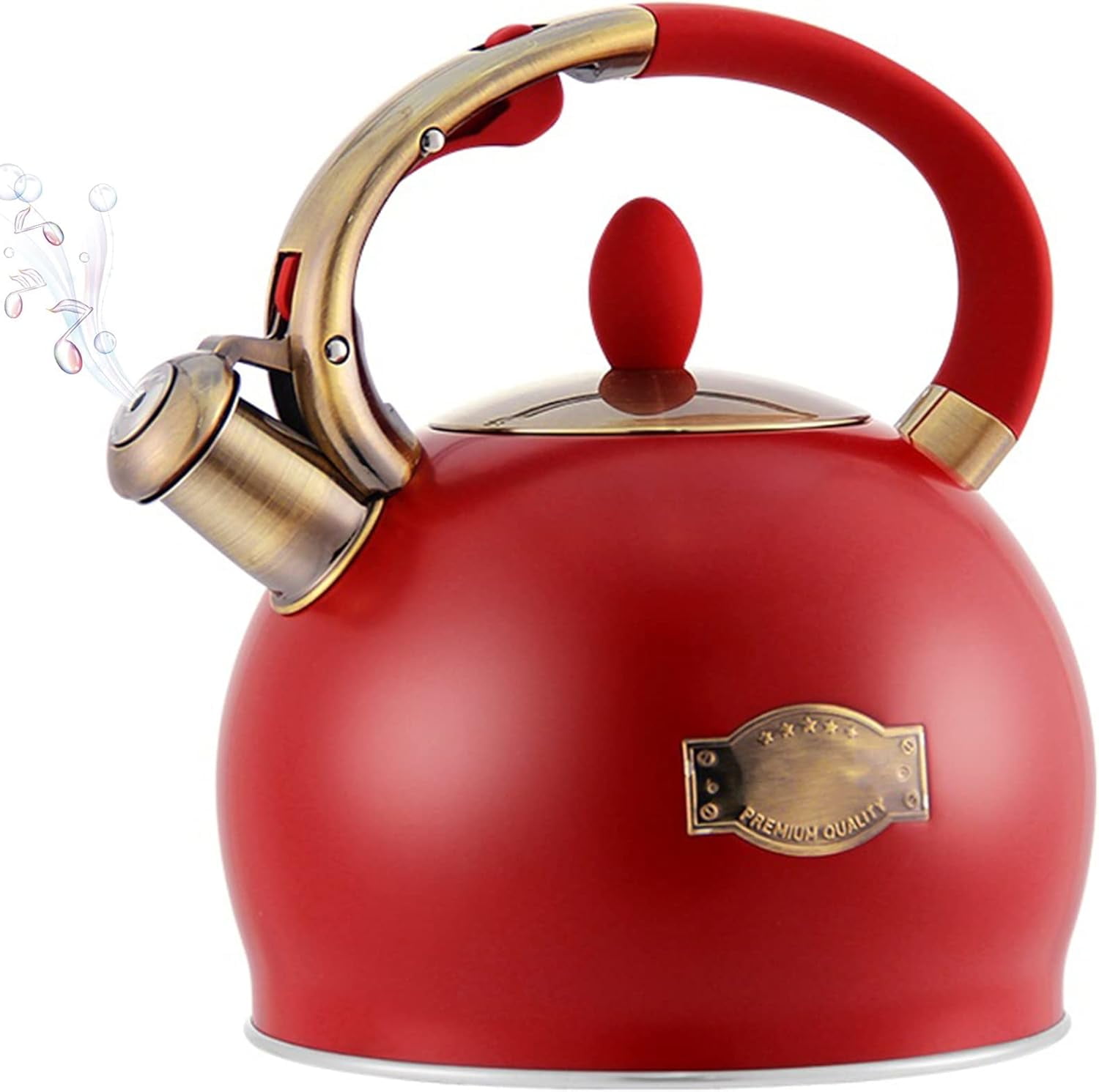 Tea kettle, Whistling Tea Kettle for Stovetop, Red Retro Tea Pot Food ...