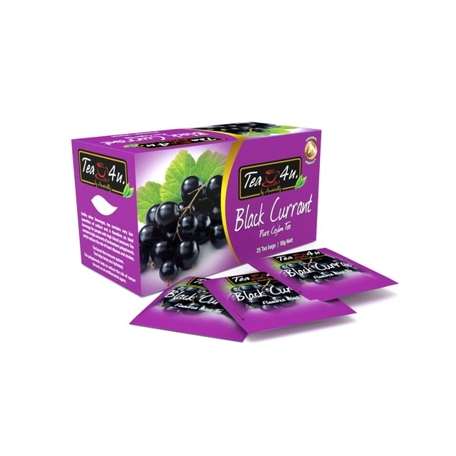 Tea4U Black Currant Flavored Fruity Black Ceylon 25 Tea Bags| 50g| From ...